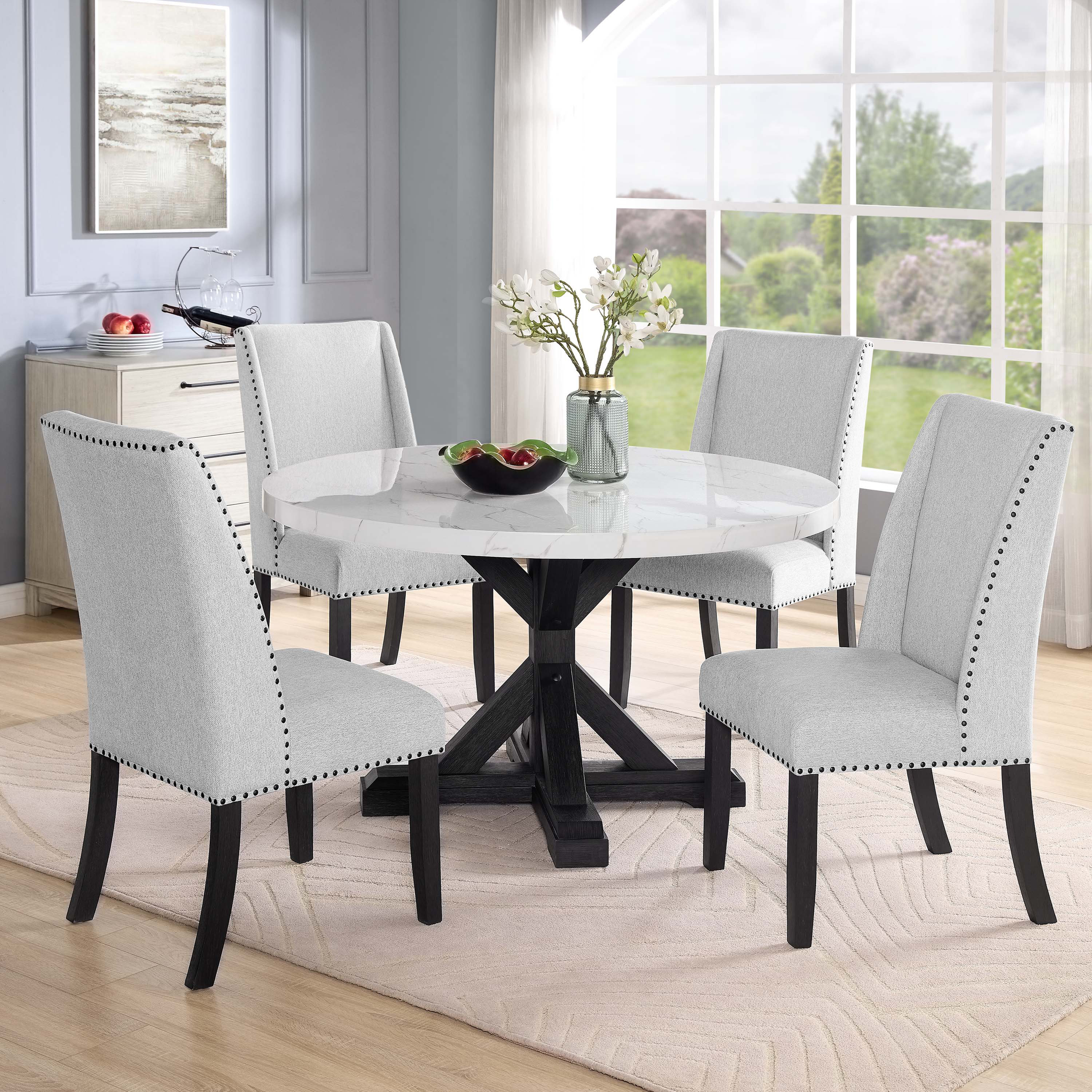 Red Barrel Studio® Elegance 5-Piece Dining Set, 54" Round Dining Table with 4 Chairs | Wayfair